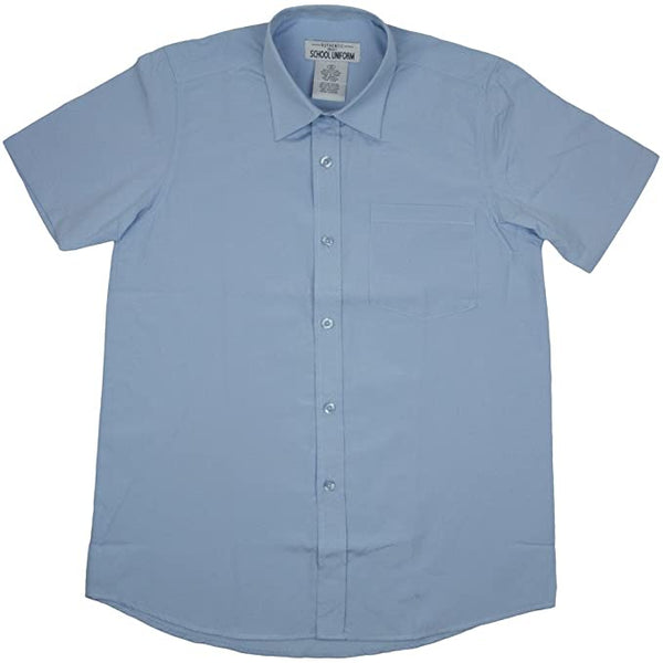Short Sleeve Broadcloth Dress Shirt - Boys- Light Blue – Kids For Less